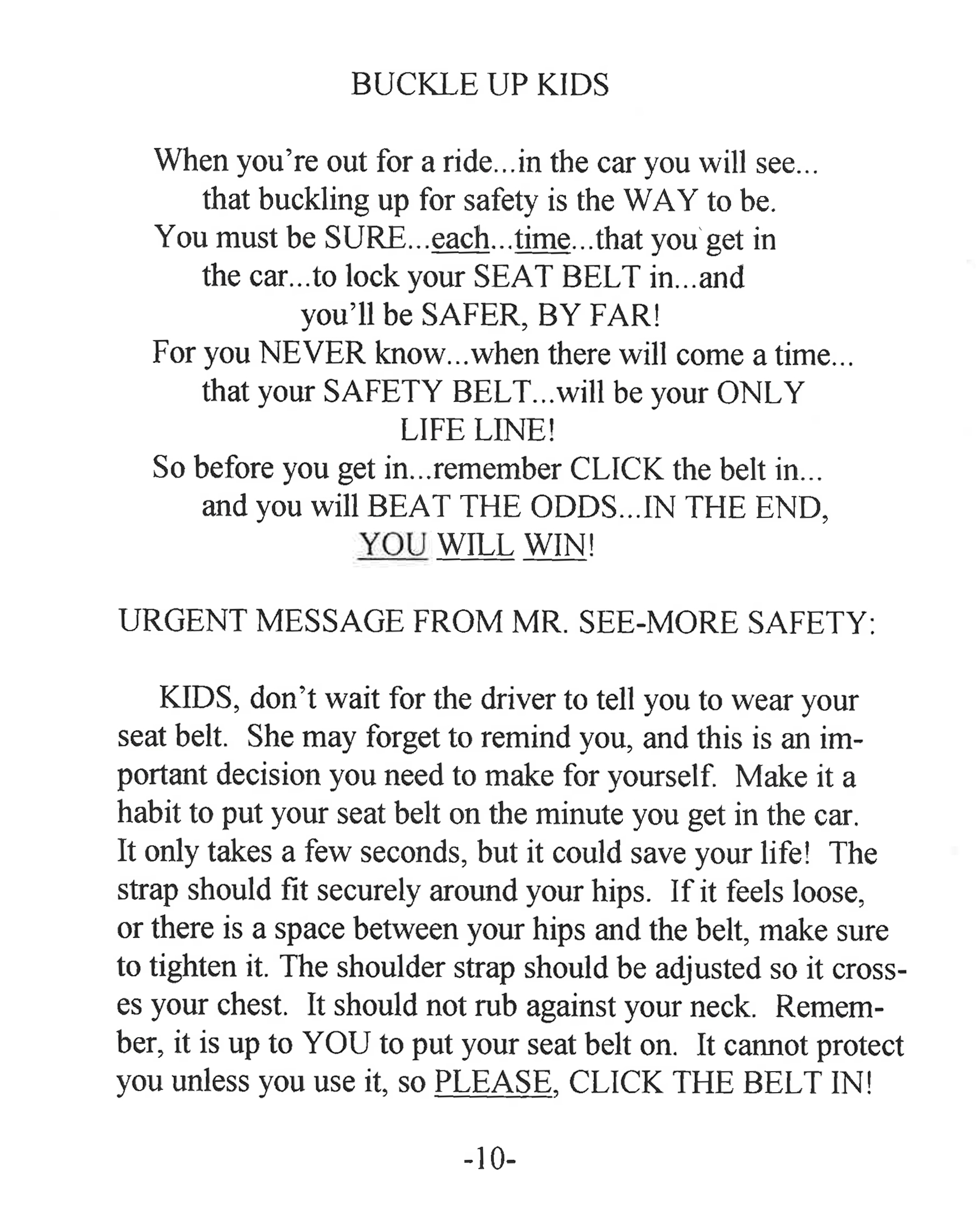 Buckle Up Kids - Welcome to Mr. See-More Safety's Official Website
